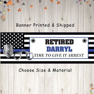 Police Retirement Banner, Black and Blue Flag Police Officer Retirement ...