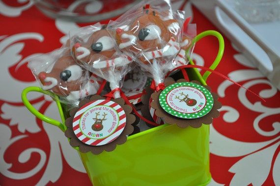 Reindeer Birthday Party Favor Tags - Holiday, Winter Birthday Party ...