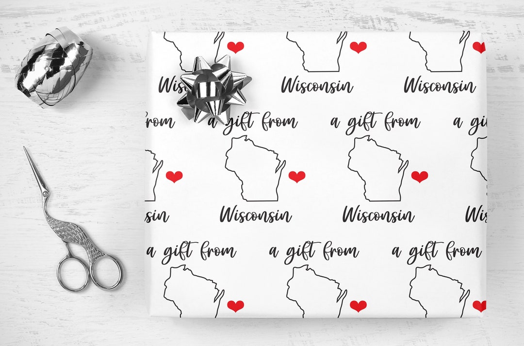 Wisconsin State Gift Wrap A Gift From Wisconsin Choose Your State ...