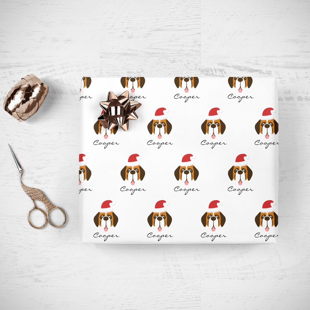Personalized Dog Christmas Gift Wrap, Merry Christmas Pet Dog Gifts ...
