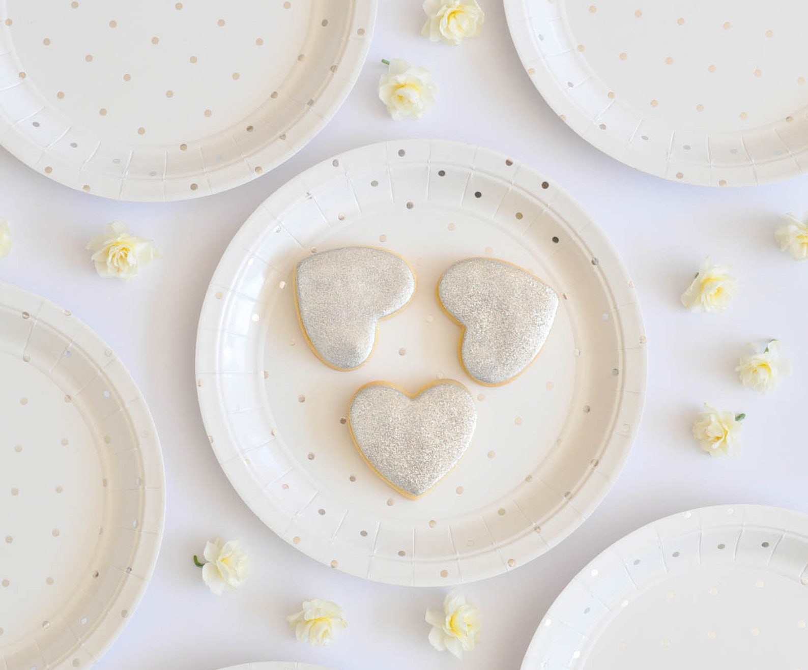 Cake Plates Silver Polka Dot Partyware Silver Dessert Plates - Etsy