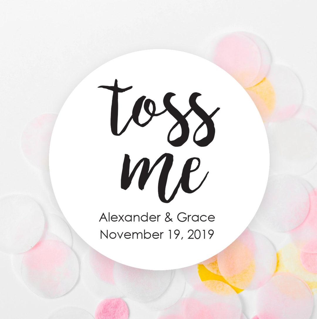 Wedding Confetti Stickers Toss Me, Throw Me Confetti Package Label ...