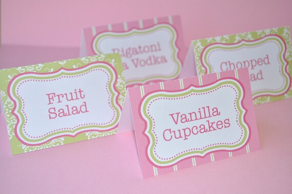 Food Label Tent Cards, Buffet Labels, Candy Labels, Place Cards, Girls ...