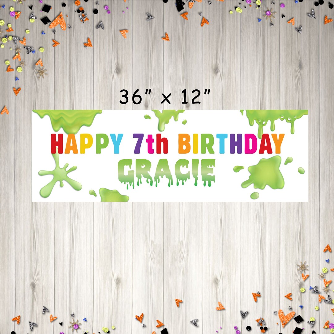 Slime Party Birthday Banner, Slime Time Party Decorations, Personalized ...