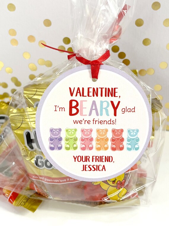 Gummy Bears Kids Valentine Tags, Kids School Valentines Day Cards ...