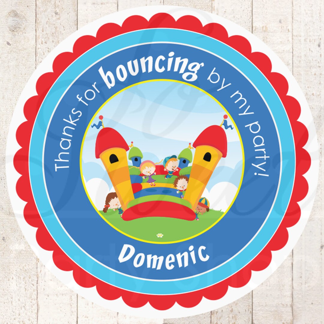 Bounce House Birthday Party Favor Stickers, Birthday Party, Summer ...
