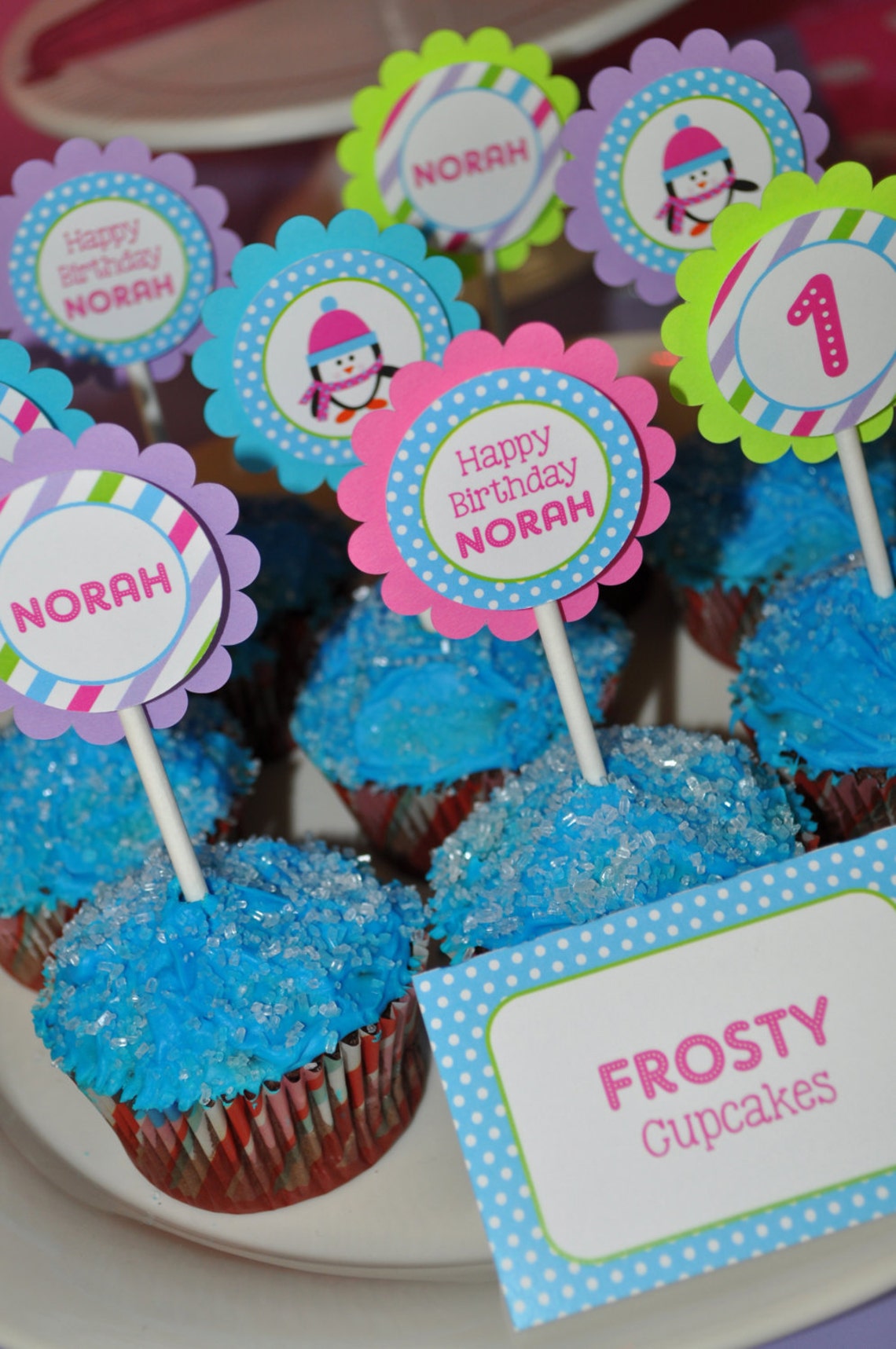 Girl Penguin Cupcake Toppers Winter Onederland Birthday | Etsy