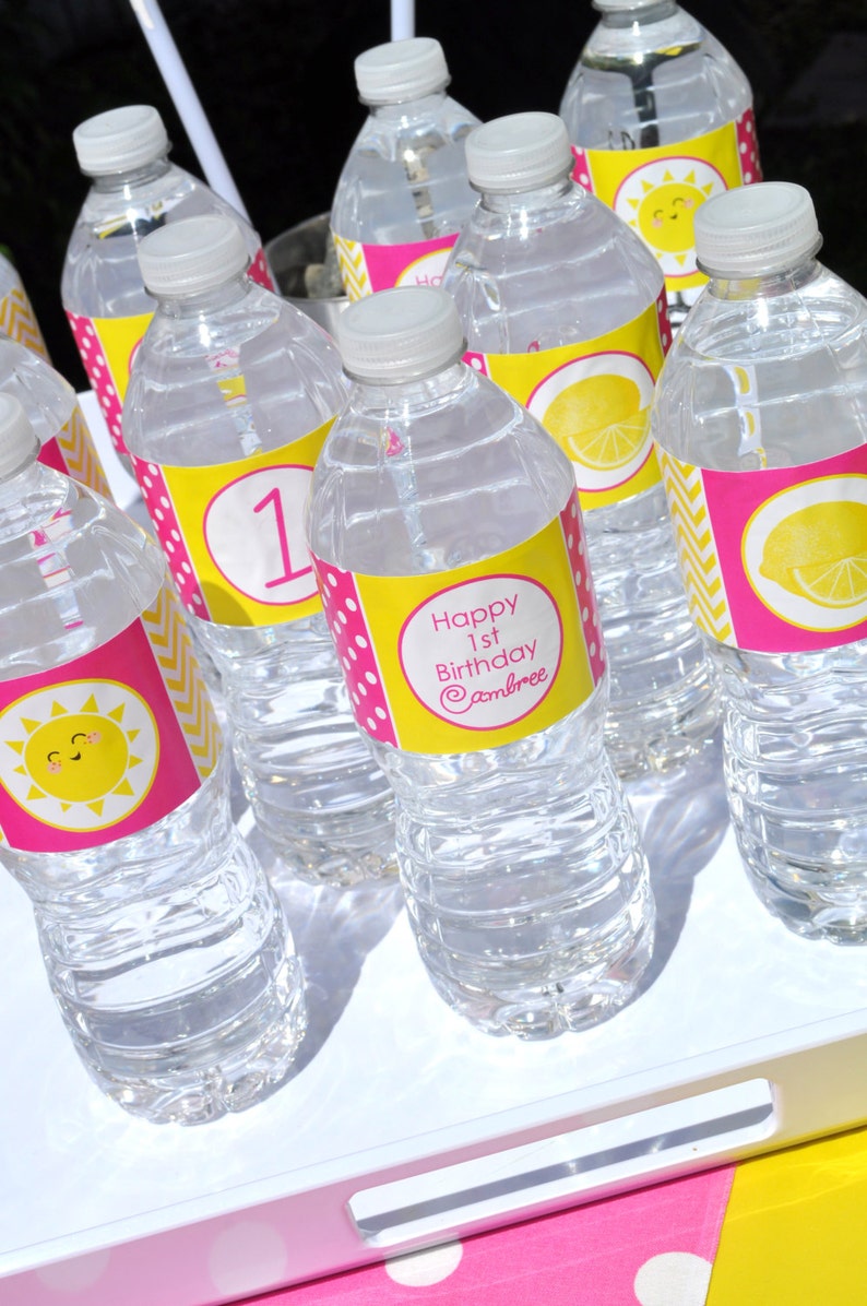Lemonade and Sunshine Water Bottle Labels Birthday Party - Etsy