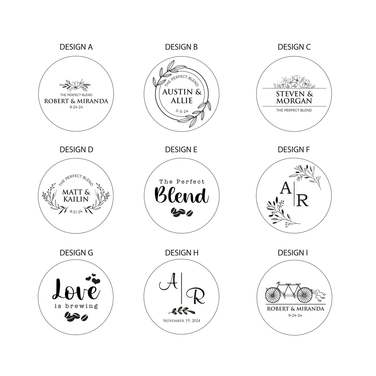 The Perfect Blend Personalized Names Coffee Cups Custom Wedding Coffee ...