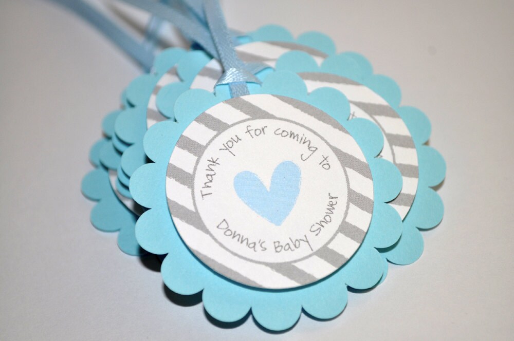 Boys Baby Shower Favor Tags Blue and Gray Thank You Tags - Etsy