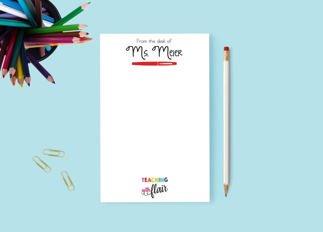 Teaching With Flair Custom Notepad Teacher Notepad Personalized Teacher ...