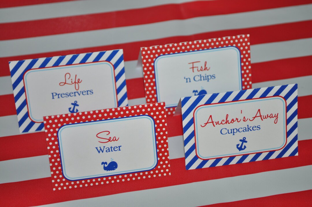 Nautical Food Label Tent Cards Buffet Labels, Placecards Nautical ...