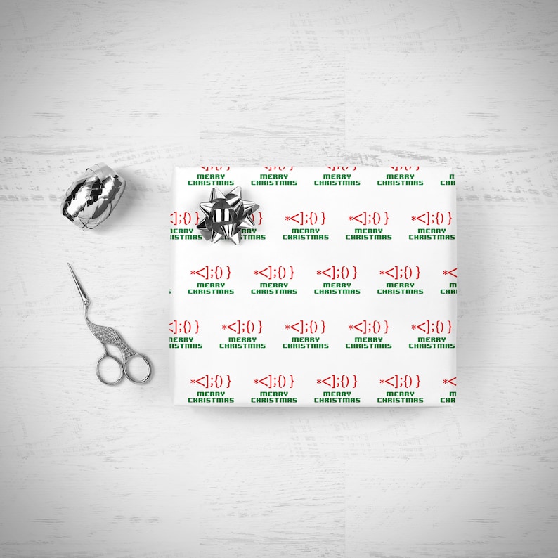 ASCII Art Christmas Gift Wrap 8 Bit Gamer Wrapping Paper | Etsy