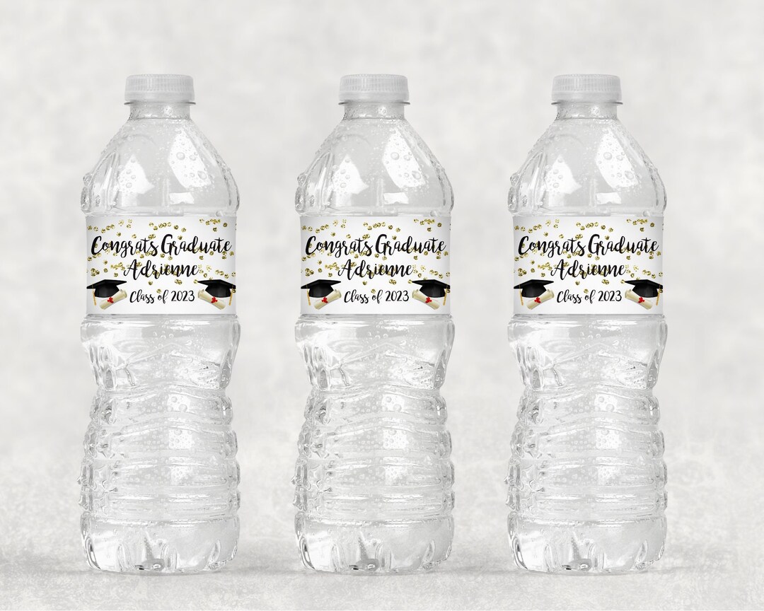 Graduation Water Bottle Labels Class of 2024 Congrats Grad Personalized ...