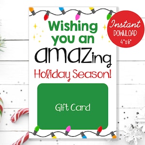 Printable Christmas Gift Card Holder Amazing Gift Card Instant Digital ...
