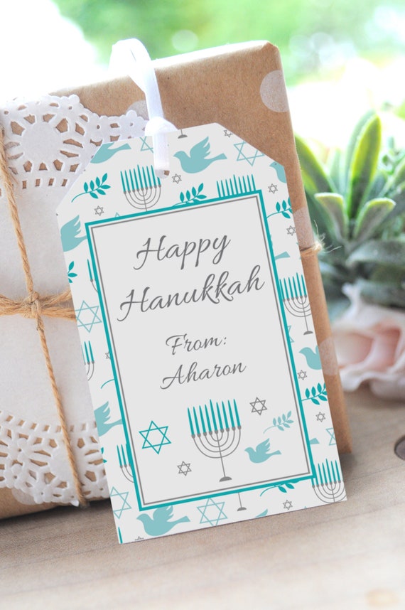 Hanukkah Gift Tags Menorah Personalized Gift Tags Holiday Gift Tags ...