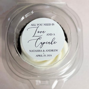 Wedding Cupcake Container With Personalized Stickers Plastic Take Home ...
