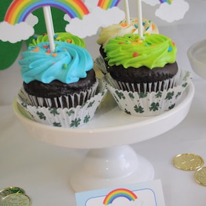 Rainbow Cloud Birthday Cupcake Toppers, Rainbow Birthday Party ...