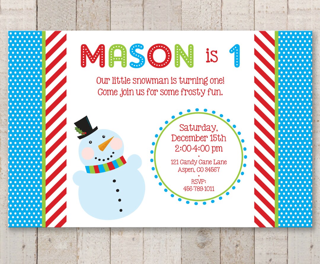 Snowman 1st Birthday Invitations Winter Onederland Birthday Party ...