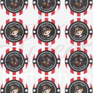 Birthday Favor Sticker Labels, Pirate Theme, Personalized, Pirate Party ...