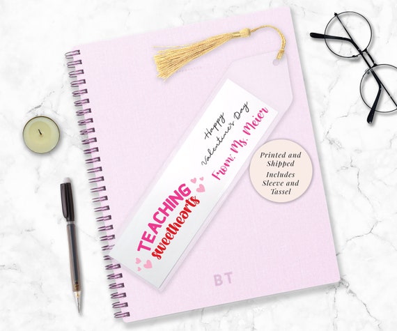 Valentines Day Teacher Bookmarks Personalized, Valentine Teacher Gift ...