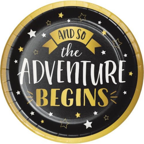 The Adventure Begins Graduation Plates, Retirement Party Plates ...