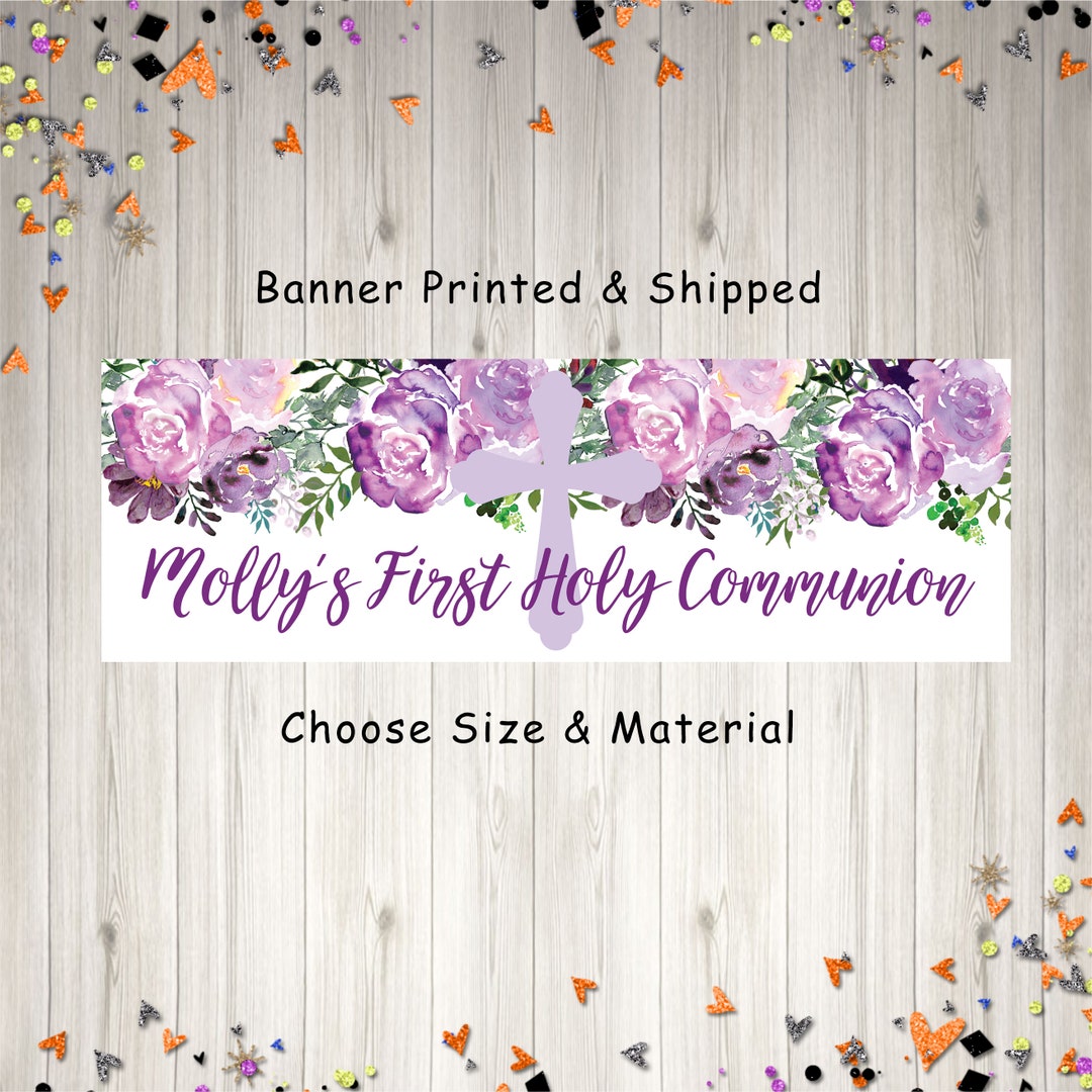 First Holy Communion Banner Girl, 1st Communion Party Decorations ...