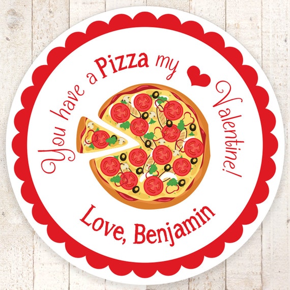 Pizza Valentines Day Stickers Kids Valentines You Have A | Etsy