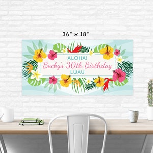 Luau Birthday Banner, Happy Birthday Banner, Hawaiian Luau Banner ...