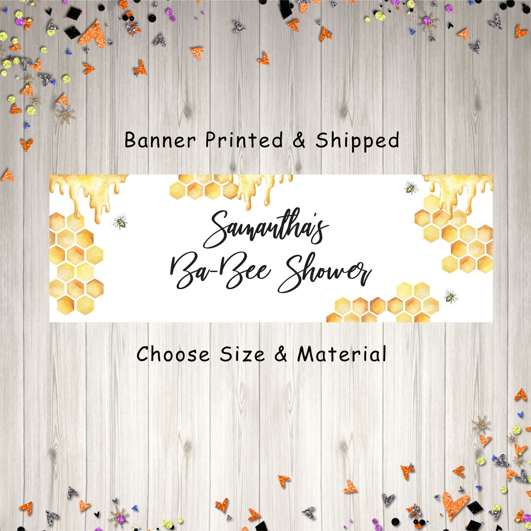 Bee Baby Shower Banner, Bumble Bee Honeycomb Baby Shower Banner, Gender ...
