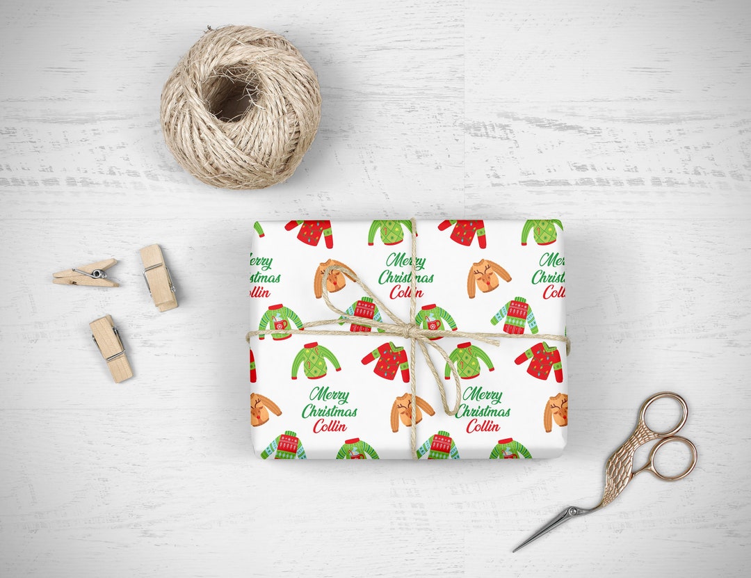 Ugly Sweater Christmas Gift Wrapping Paper, Ugly Holiday Sweater Gift ...
