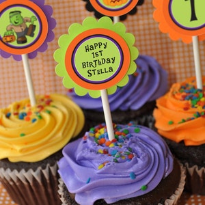 Halloween Cupcake Toppers 1st Birthday Halloween Birthday - Etsy
