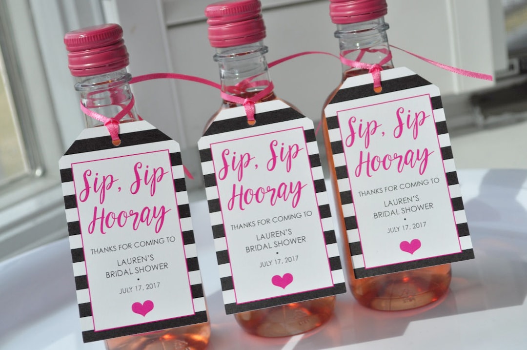 Mini Wine Bottle Favor Tags, Bridal Shower Favors, Wedding Favors, Mini ...