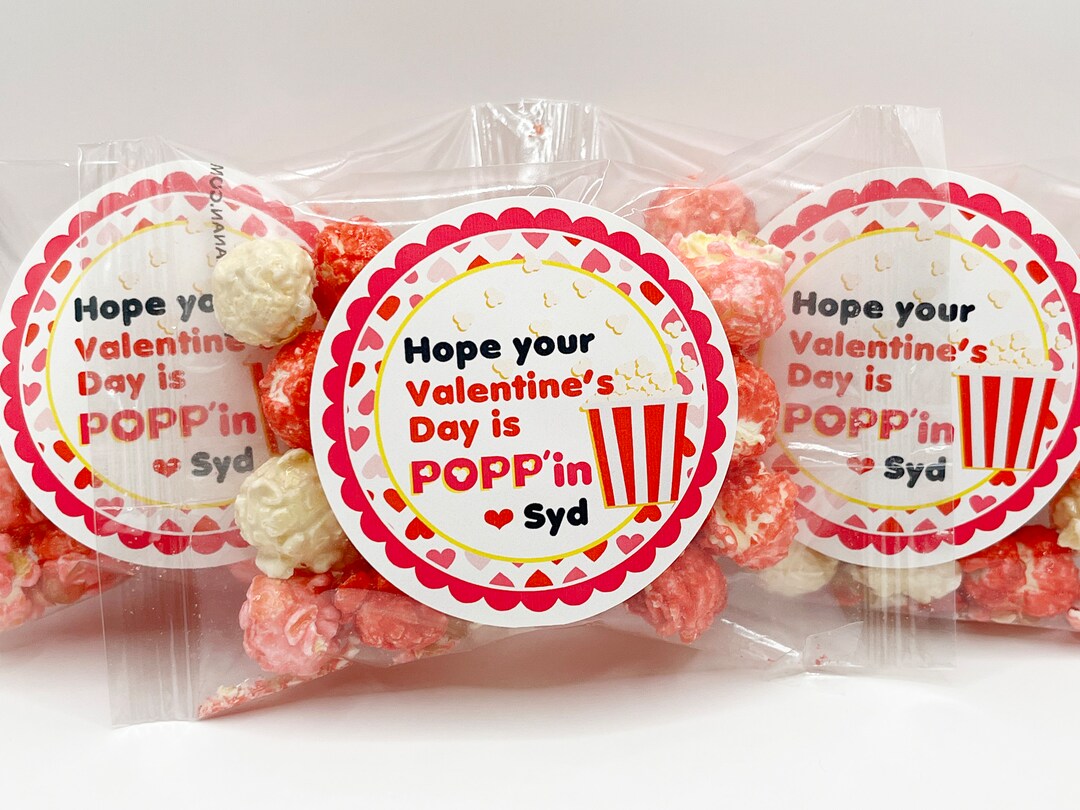 Valentines Day Popcorn Bags With Personalized Stickers Poppin ...