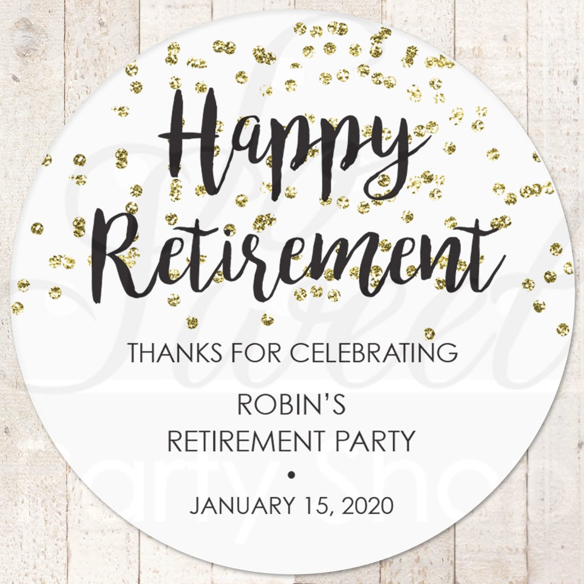 Retirement Favor Stickers Retirement Party Gold Confetti - Etsy