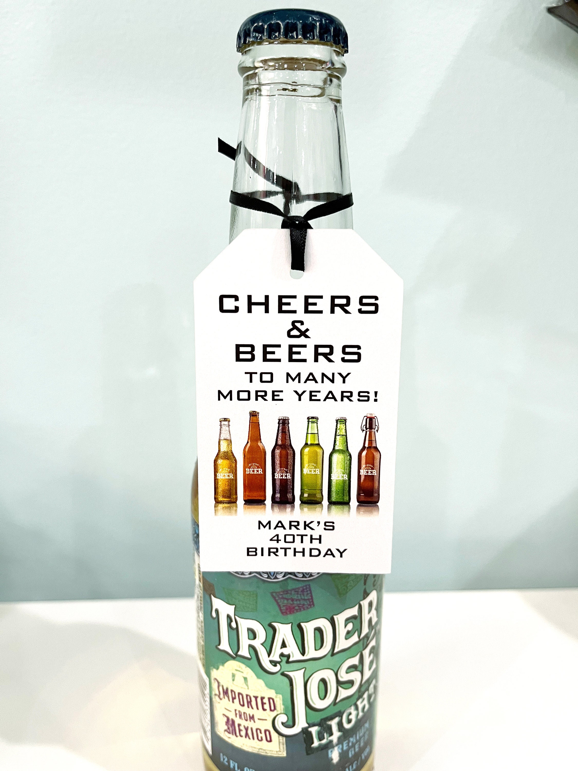 Beer Bottle Favor Tags, Cheers & Beers Adult Birthday Party 40th, 50th ...