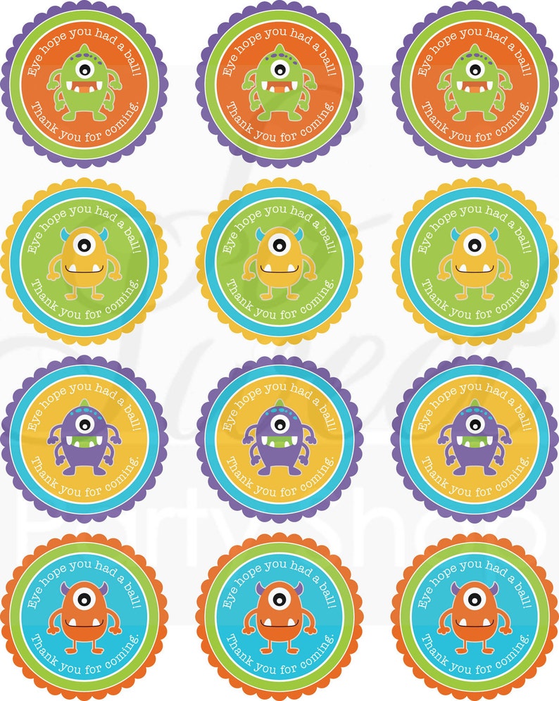 Monster Birthday Favor Sticker Labels Boys 1st Birthday - Etsy