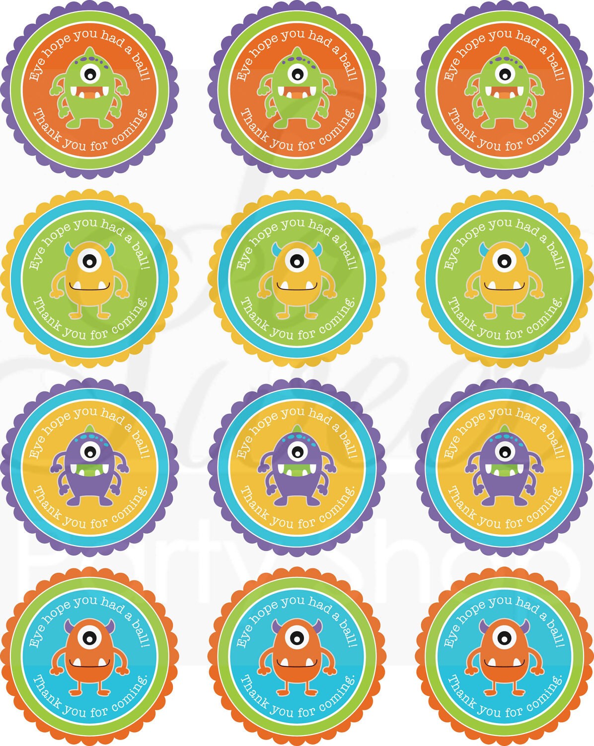 Monster Birthday Favor Sticker Labels Boys 1st Birthday - Etsy