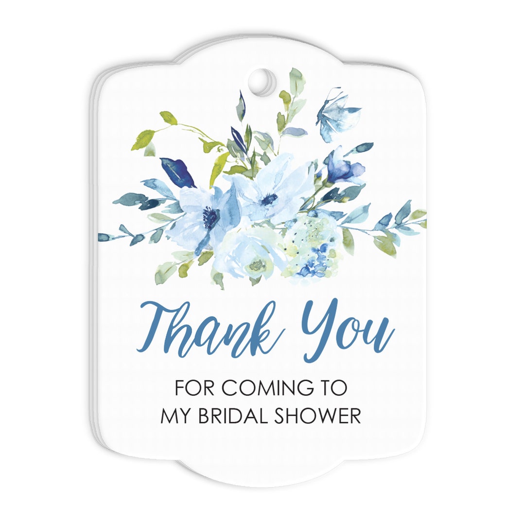 Bridal Shower Favor Tags Thank You Tags Blue Floral Bridal Shower Gift ...