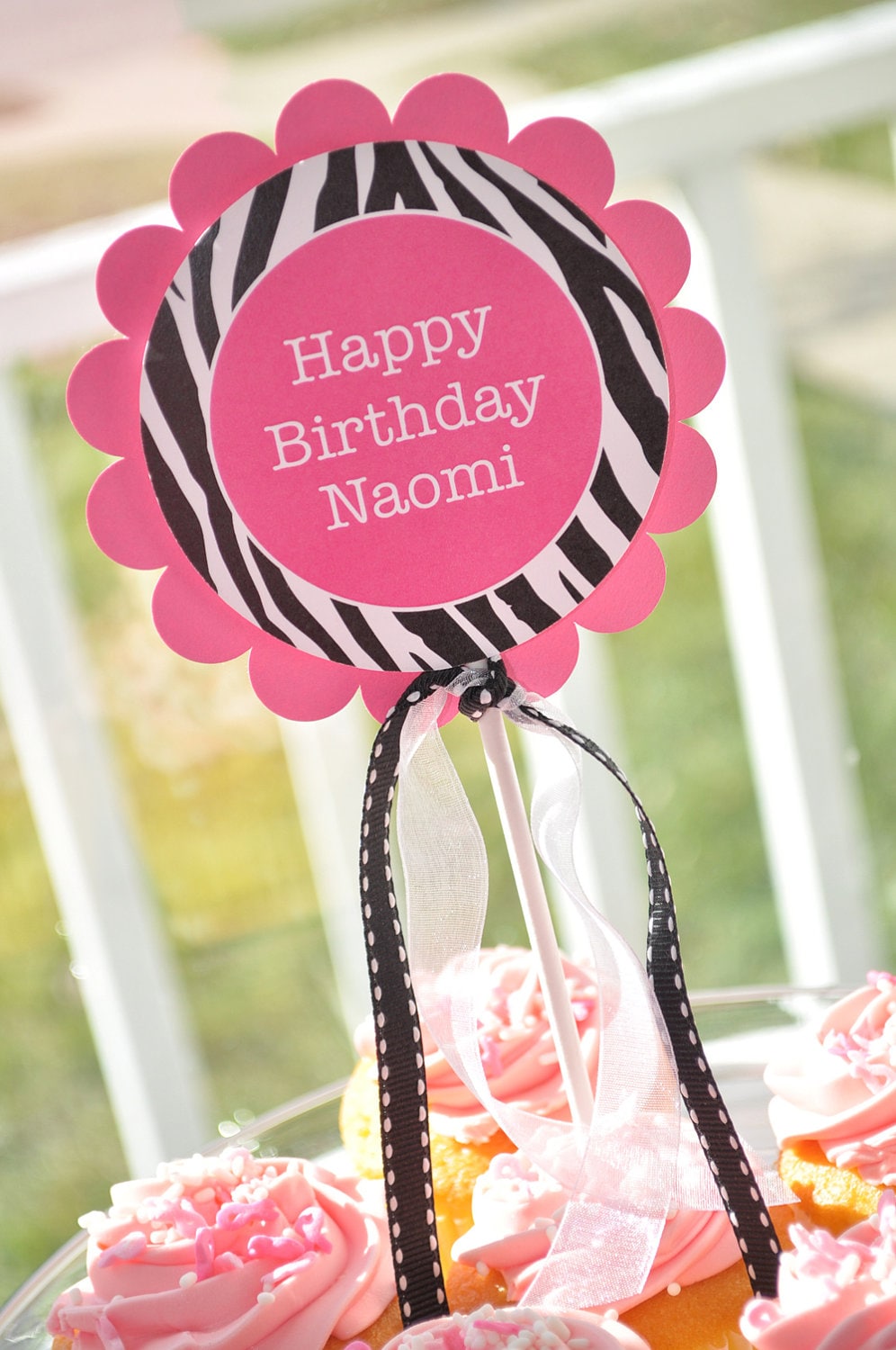 Zebra Cupcake Toppers, Girls 1st Birthday Party, Zebra Stripe Party ...