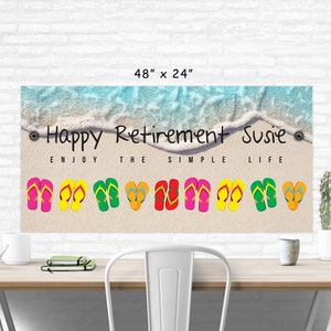 Personalized Beach Retirement Banner, Happy Retirement Decorations ...