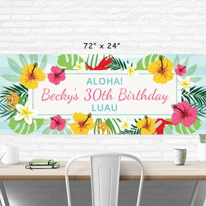 Luau Birthday Banner, Happy Birthday Banner, Hawaiian Luau Banner ...
