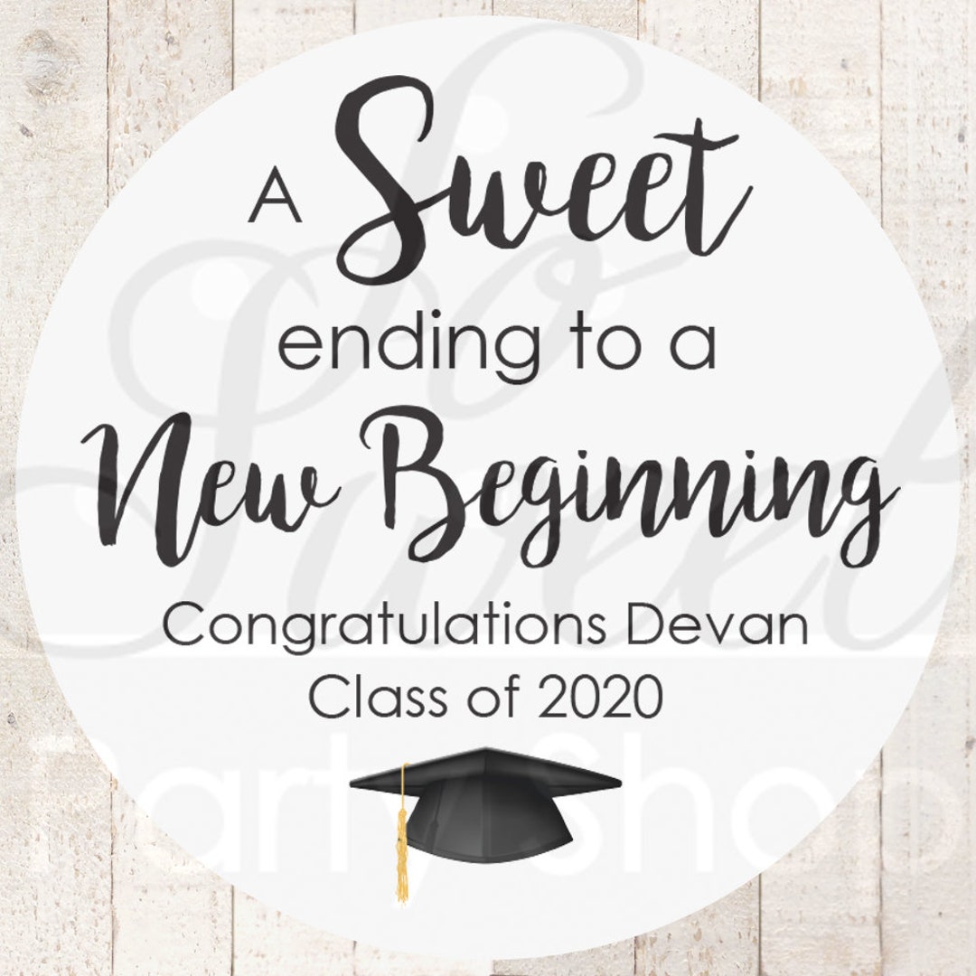 Graduation Party Favor Stickers Sweet Ending to a New - Etsy