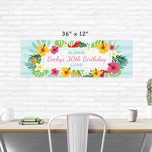 Luau Happy Birthday Banner Personalized Sign Hawaiian Luau Banner ...