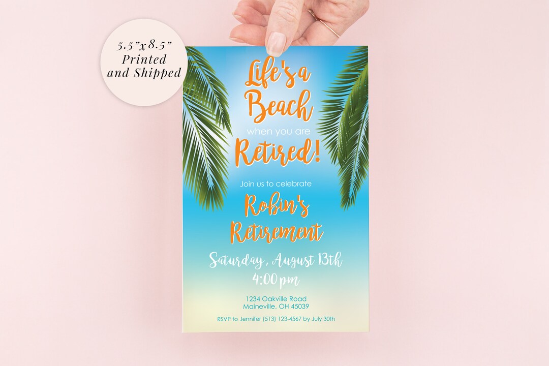 Beach Retirement Party Invitations Life's A Beach When You Are Retired ...
