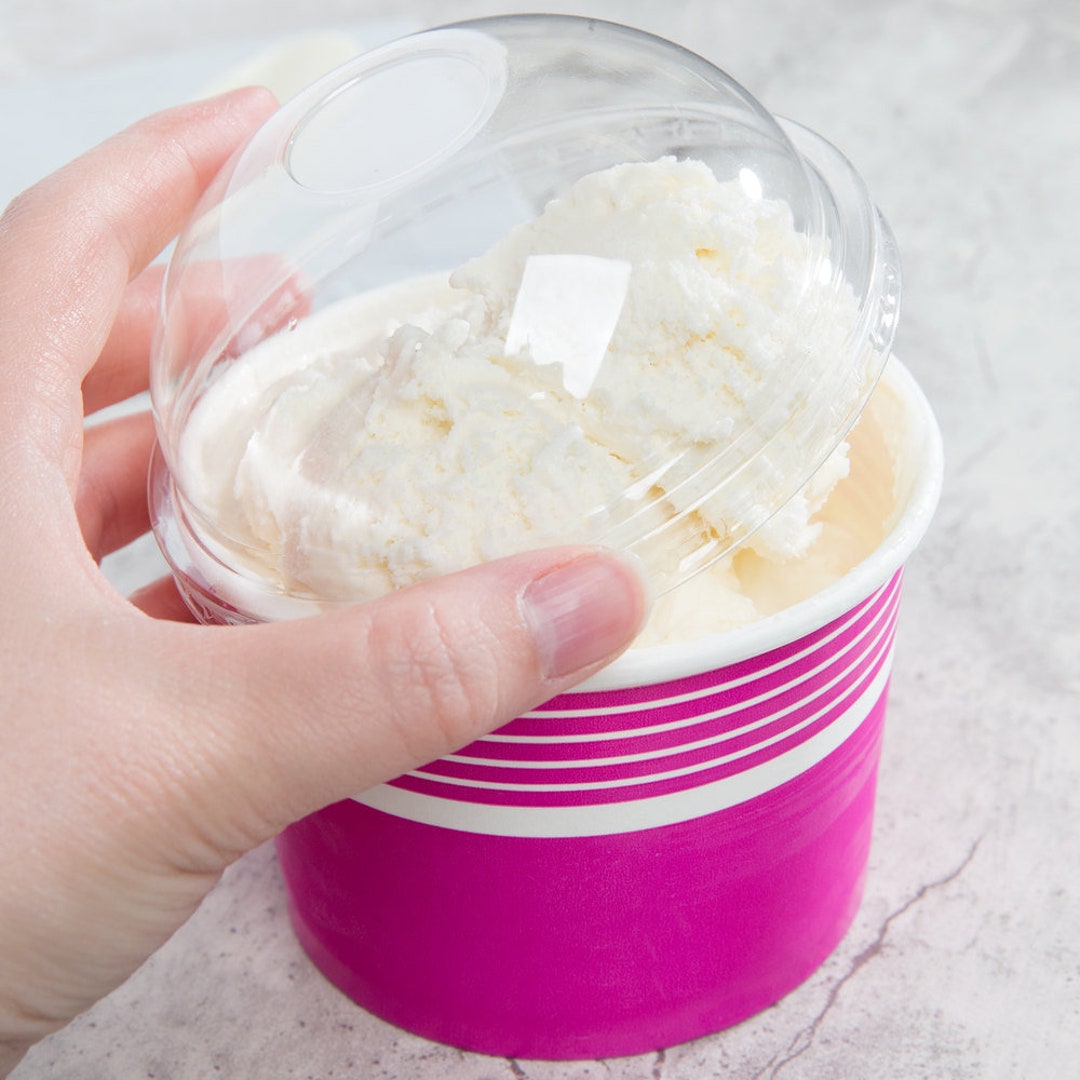 Ice Cream Cups With Dome Lids, Pink Ice Cream Party Cups 6oz. Paper ...