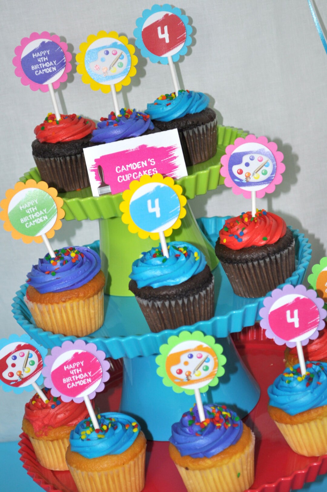 Birthday Cupcake Toppers - Artist Painting Party - Art Birthday Party ...