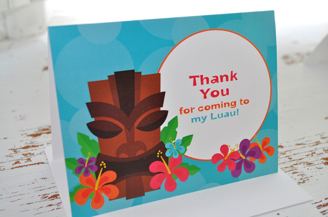 Luau Birthday Party Thank You Cards, Hawaiian Luau Birthday Decorations ...