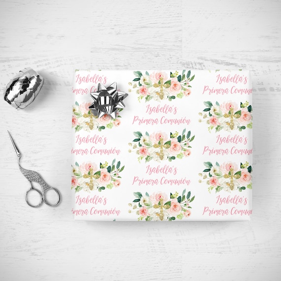 Girls Primera Comunion Gift Wrap Sheets Personalized First Holy ...