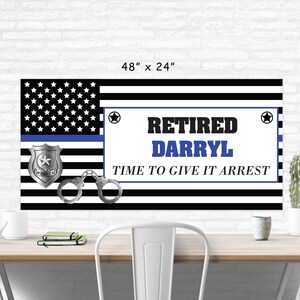 Police Retirement Banner, Black and Blue Flag Police Officer Retirement ...